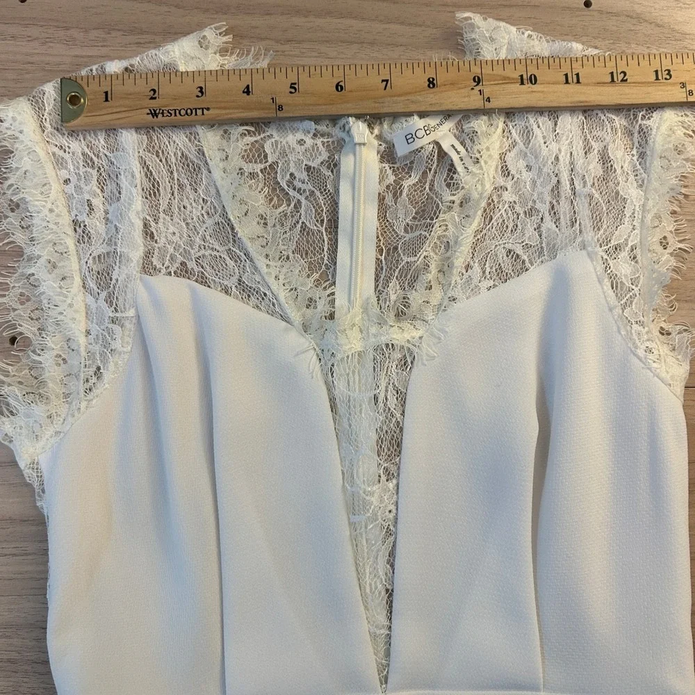 BCBGeneration | Dresses | Bcbgeneration Fit And Flare White Lace Mini ...
